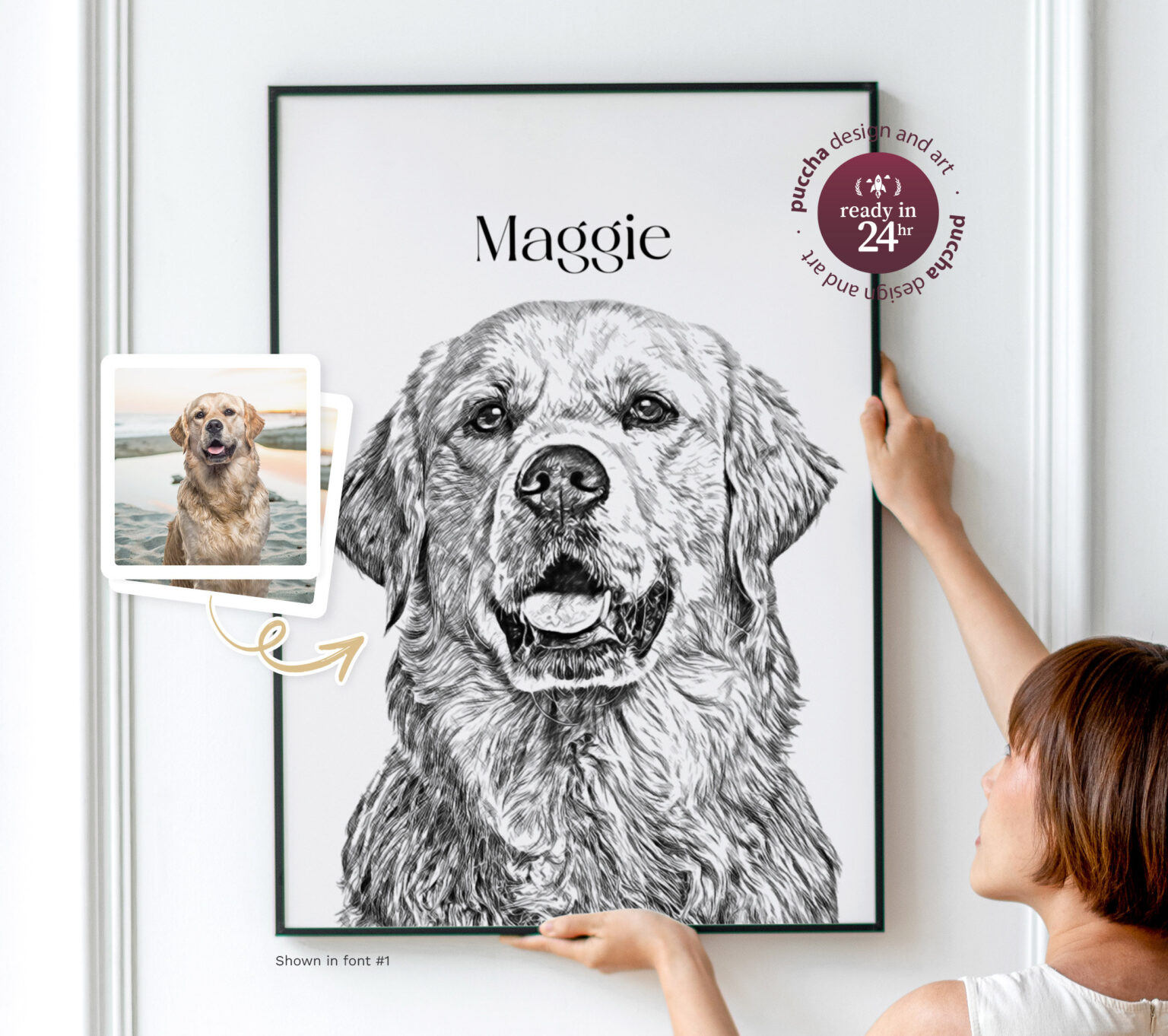 Custom Pet Portrait Pencil Sketch Dog Cat Drawing From Photo ...