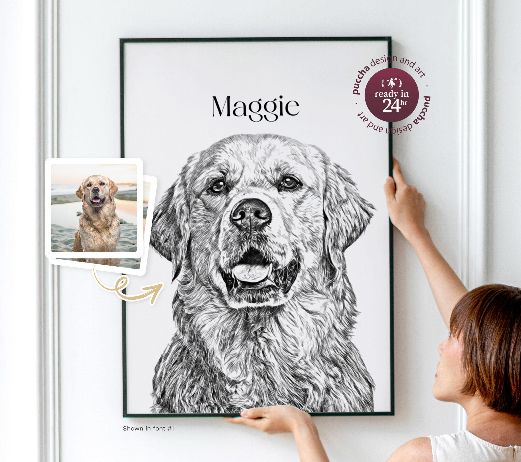 Custom Pet Portrait Pencil Sketch Dog Cat Drawing From Photo ...